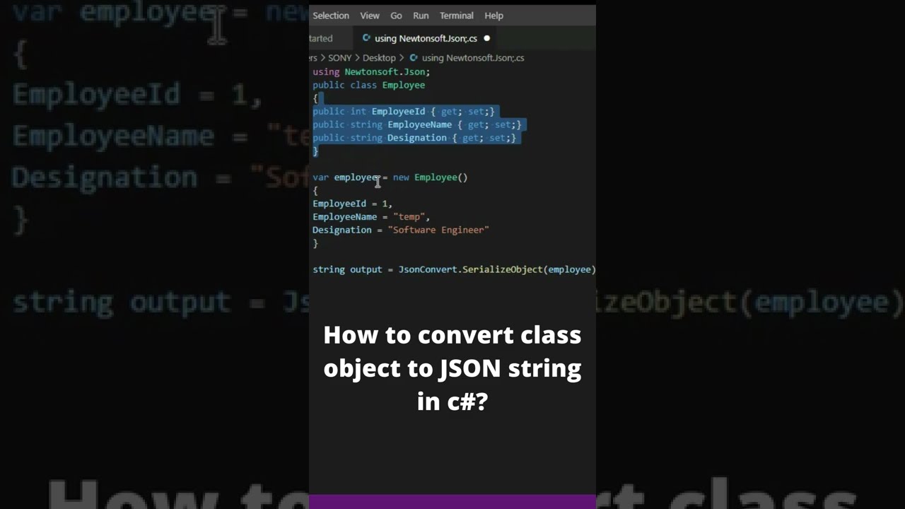 How To Convert Class Object To String In C Serialize JSON YouTube How To Convert Class Object To String In C Serialize JSON YouTube