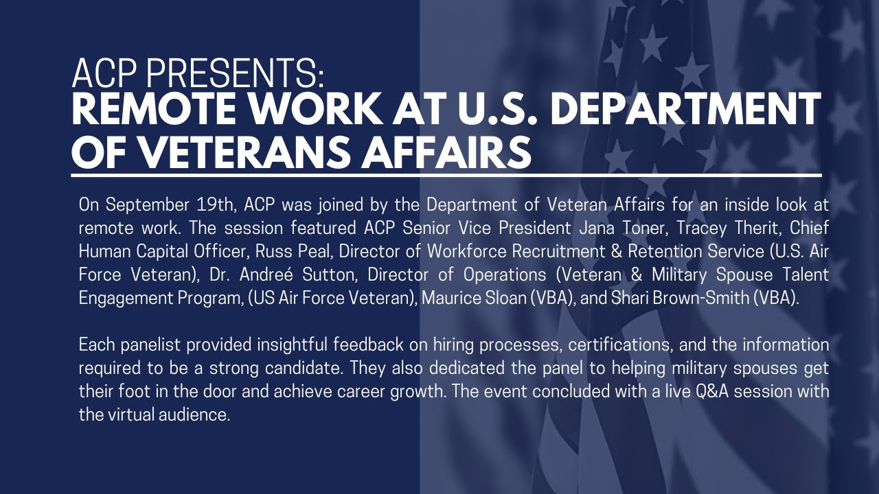 ACP Presents: Remote Work at US Department of Veterans Affairs - YouTube