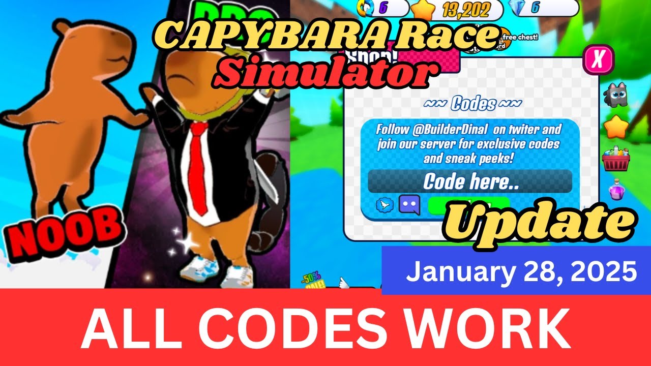 *ALL Codes Work* CAPYBARA Race Simulator ROBLOX, January 28, 2025 - YouTube