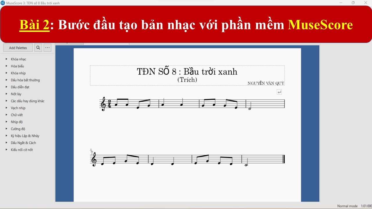Bài 2: Bước đầu tạo bản nhạc với phần mềm MuseScore-Hướng dẫn học Tin ...
