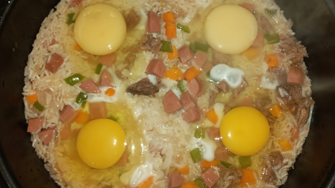 One Pot Beef Sausage Egg Braised Rice with Vegetables | Special Angwamo ...
