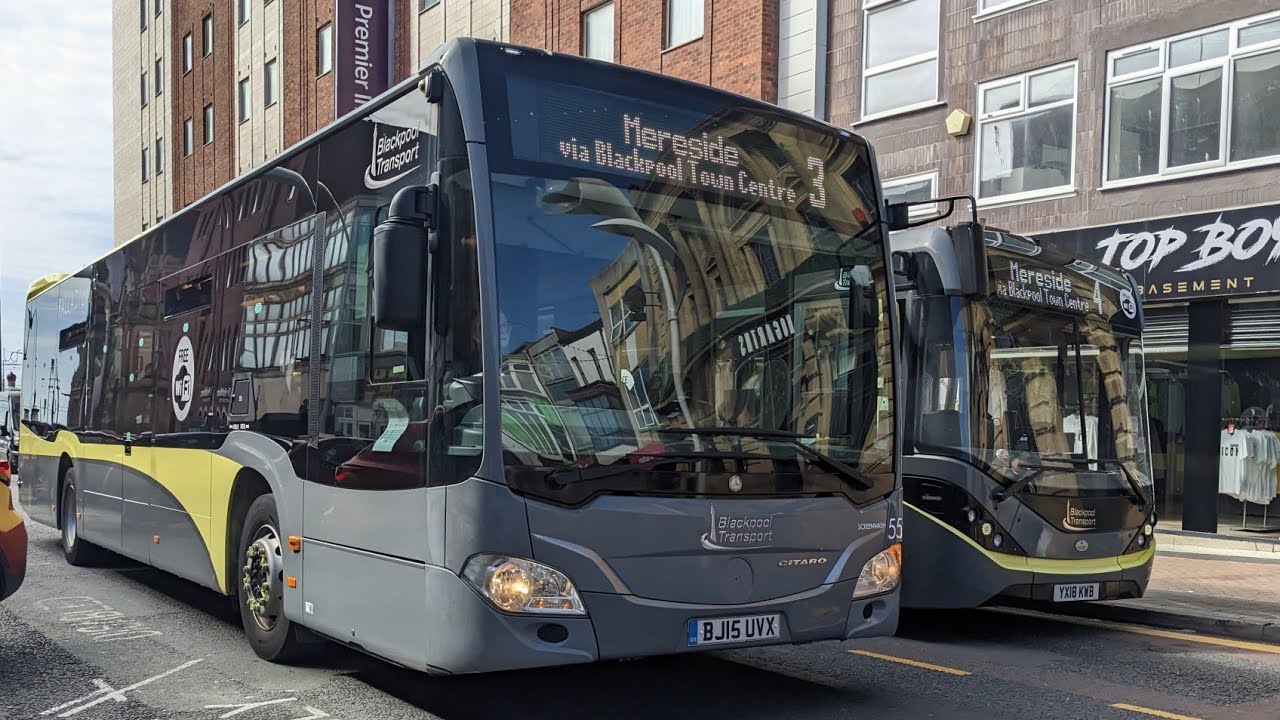 Blackpool Transport Mercedes-Benz Citaro O295 C2 [555, BJ15 UVX] - YouTube