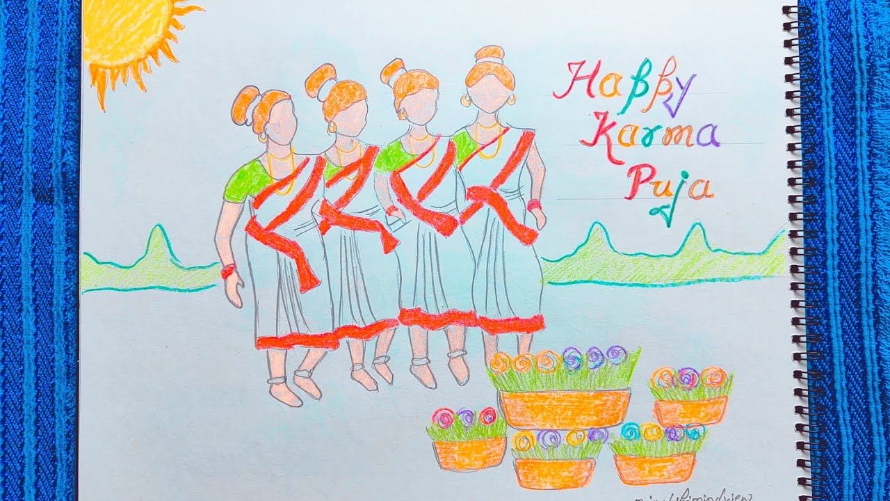 Karma Puja Drawing by @MinakshiMindview #karmapuja #drawing #jharkhand ...