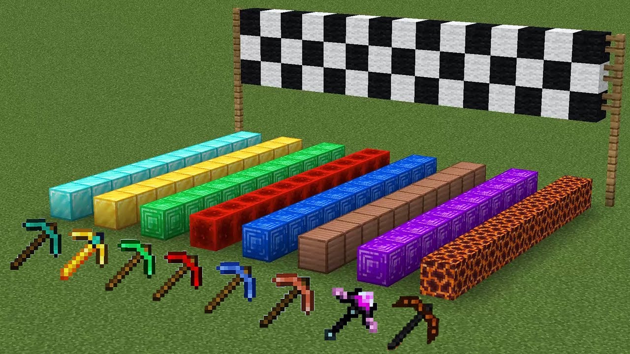 which pickaxe break blocks the fastest ? - YouTube