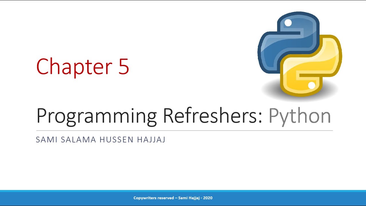 Programming (Python) - Refresher (2020, Python 2) - YouTube