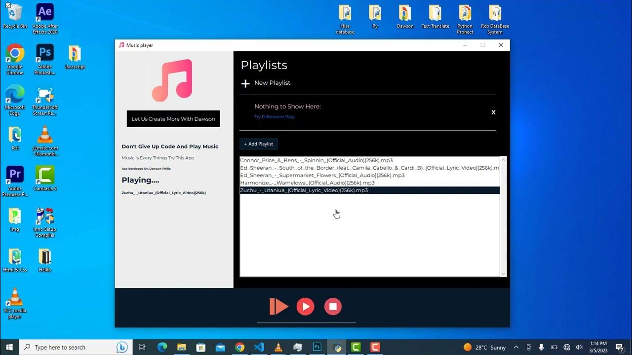 How To Create Music Player Using Python Gui Tkinter Project Youtube