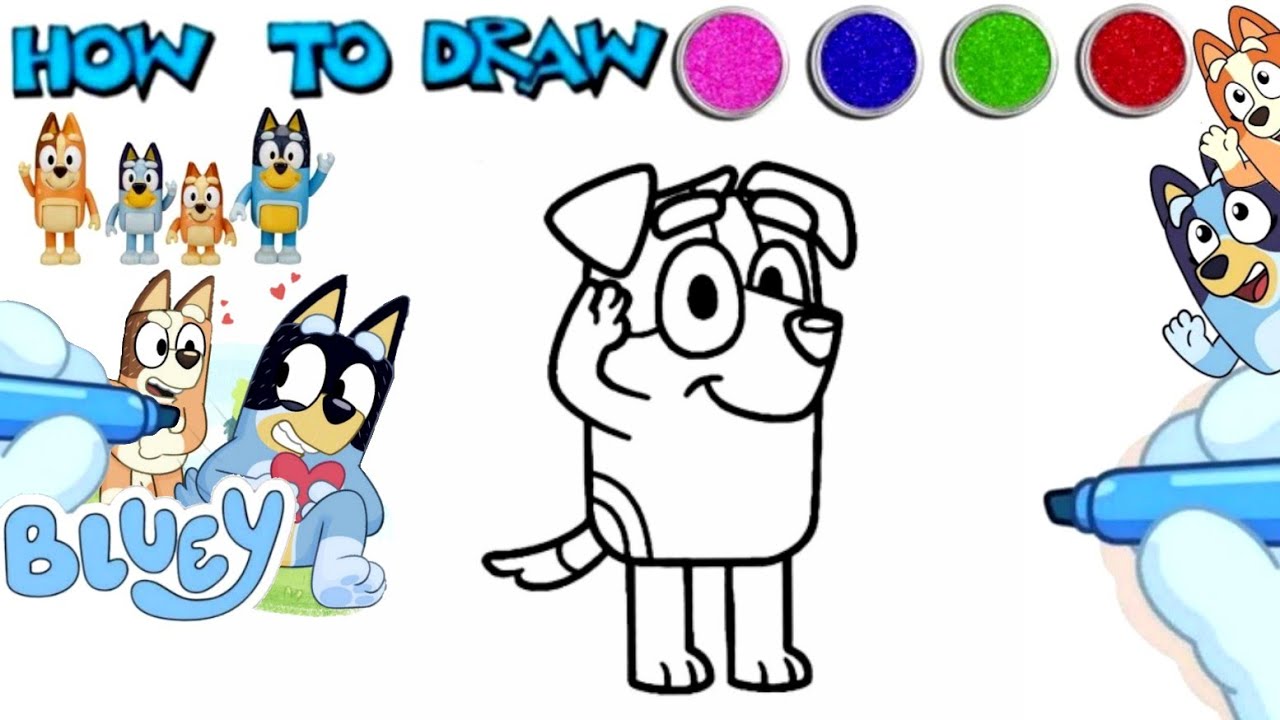 Easy Bluey Drawing Tutorial for Kids 😱 Learn to Draw Bluey and Bingo 💙🧡 ...