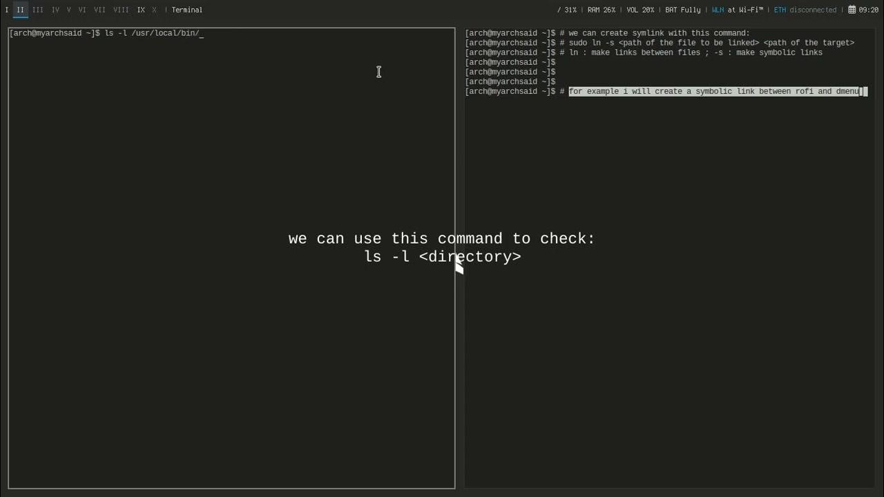 How to use symbolic link on Archlinux | symlink | with example rofi dmenu - YouTube