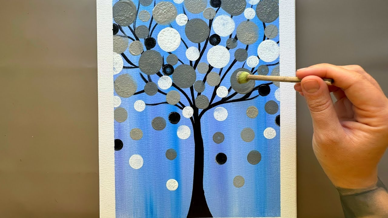 How to Paint a Easy Abstract Tree Acrylic Painting🎨 Satisfying Art ...