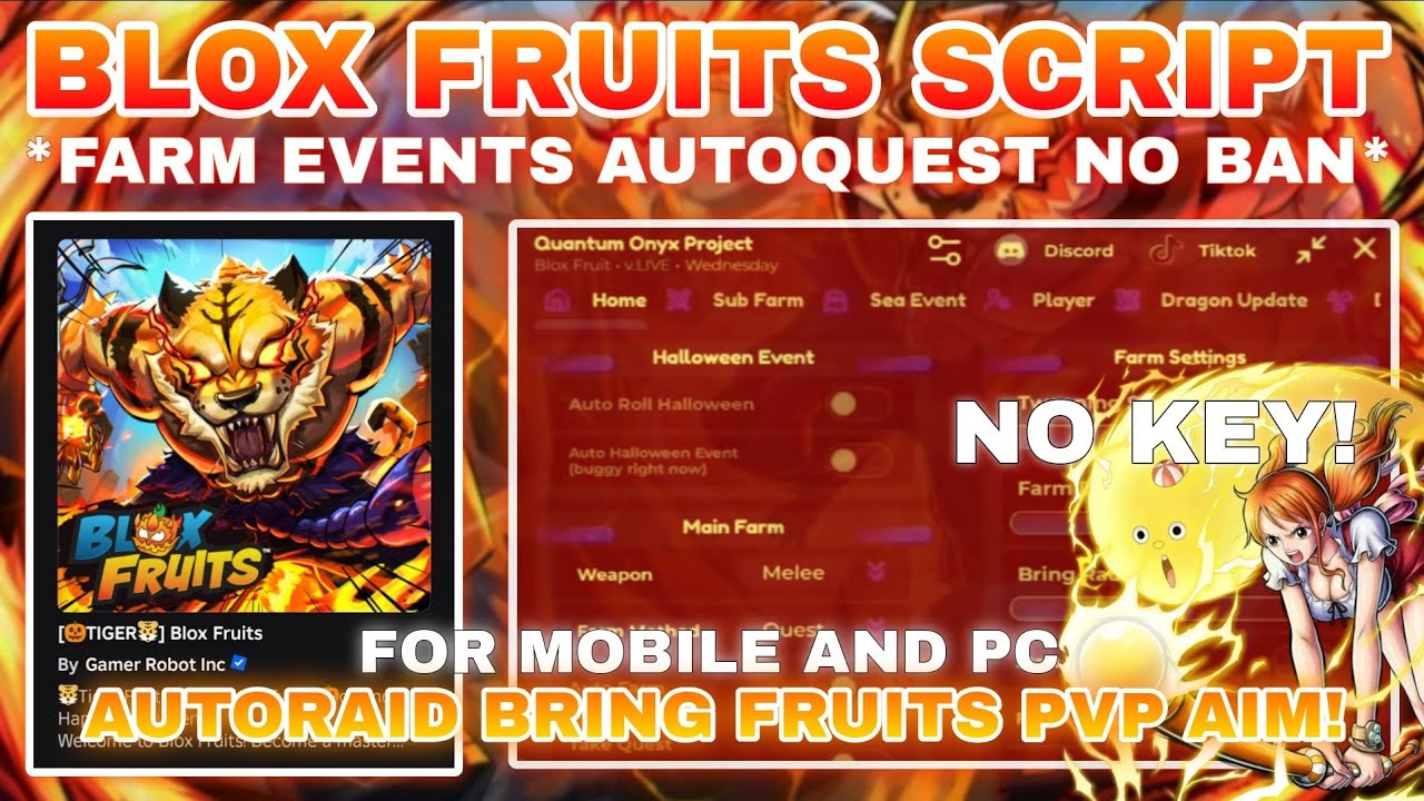 [🎃TIGER🐯] Blox Fruits Script Pastebin **NO KEY** QuantumHub Autofarm ...