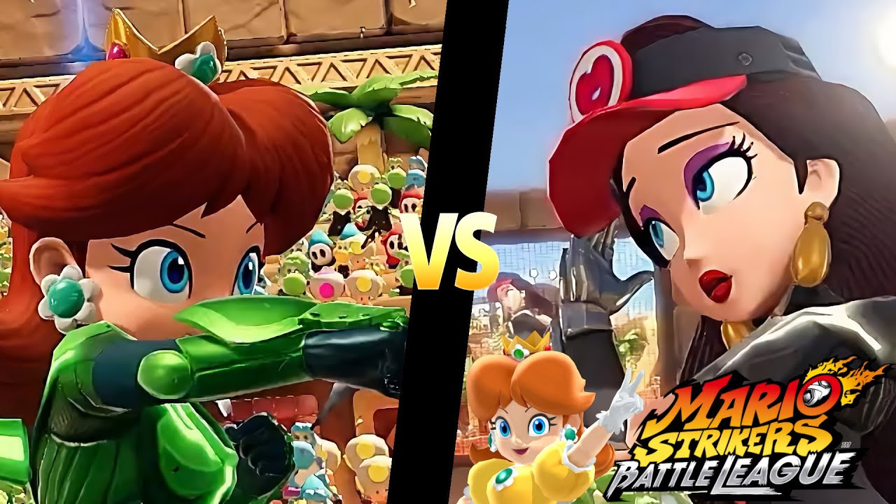 Mario Strikers Battle League Team Daisy vs Team Pauline in Desert Ruin ...