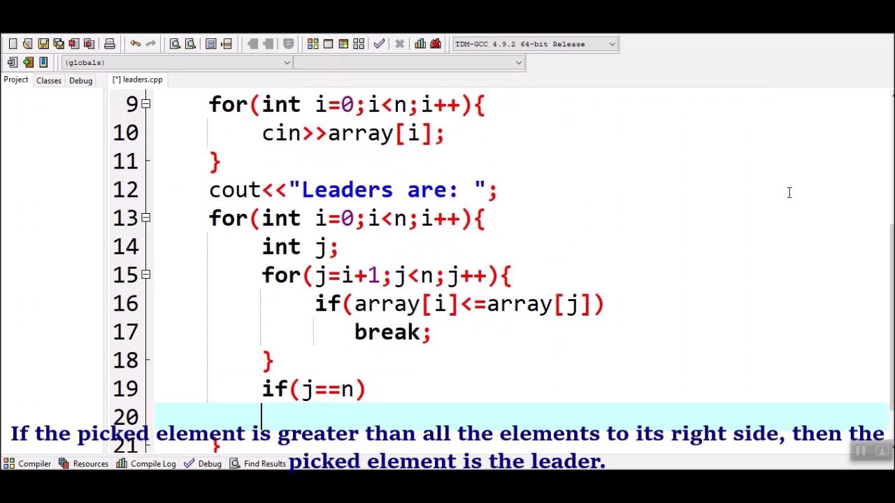 How to print all the LEADERS in an array in C++ - YouTube