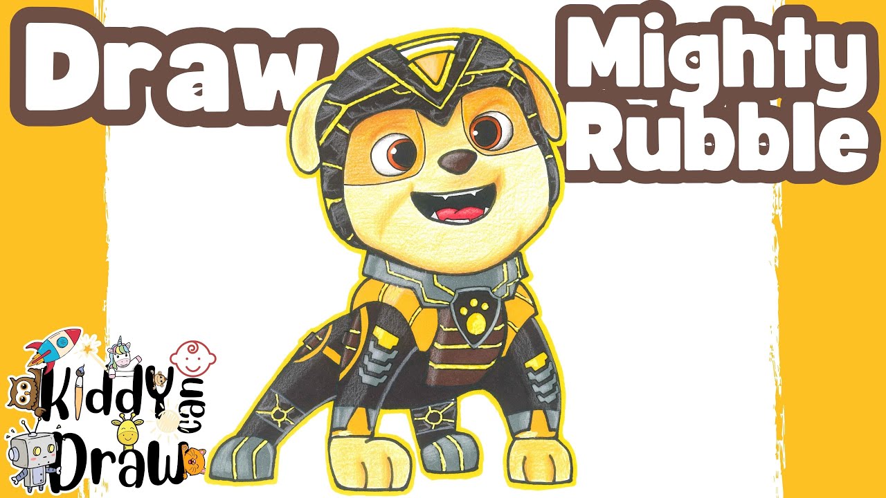 How to Draw Might Rubble from PAW Patrol: The Mighty Movie - YouTube