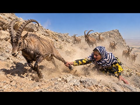 🐐🔥 Zeynab vs. Wild Goats in the Harsh Zagros Mountains! 🏔️😱