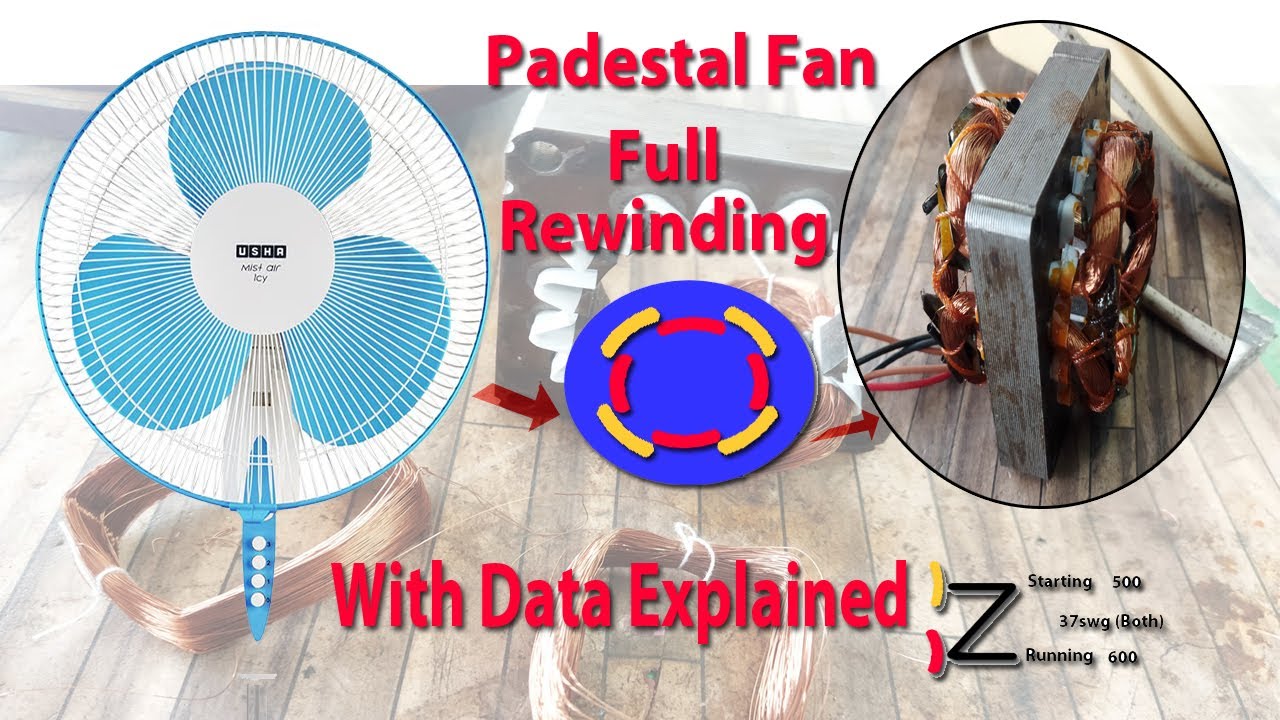 Pedestal Fan Full Rewind With Data || Chinese Stand Fan Rewinding With ...