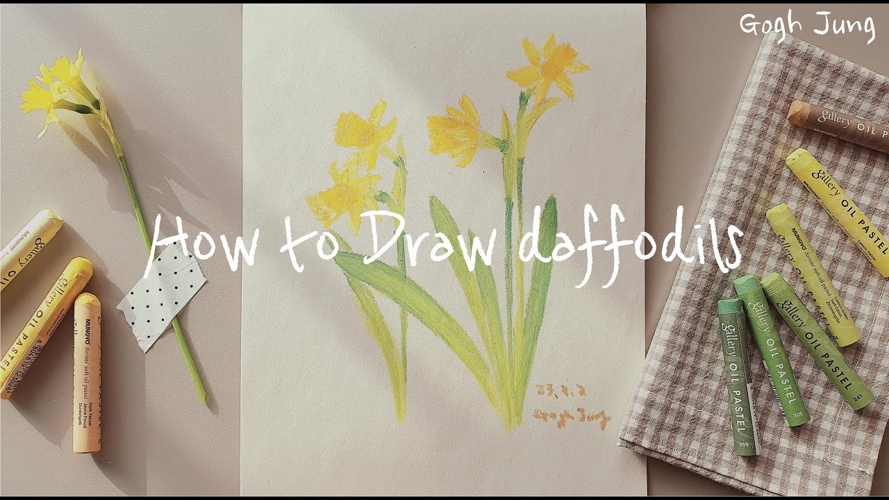 오일파스텔로 쉽게 꽃 그리기│스케치없이 수선화 그리기│how To Draw A Flower│ Drawing Routine Youtube