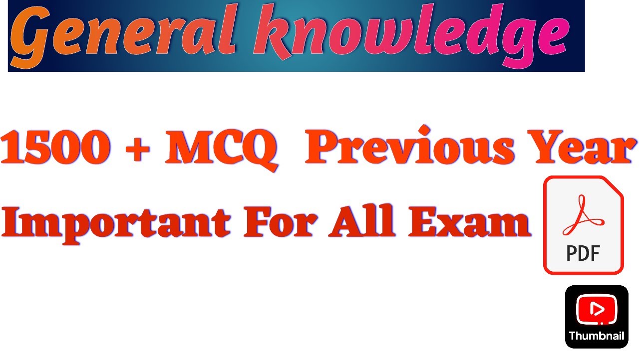 General Awareness 2000 + Mcq Which asked previous year For Chemical ...