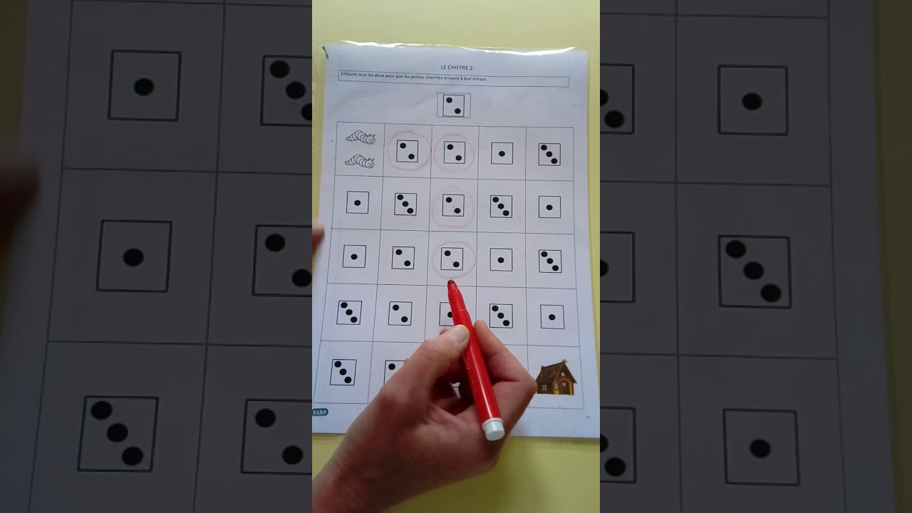 chemin des nombres avec le dé entoure quand il y a 2 points - YouTube
