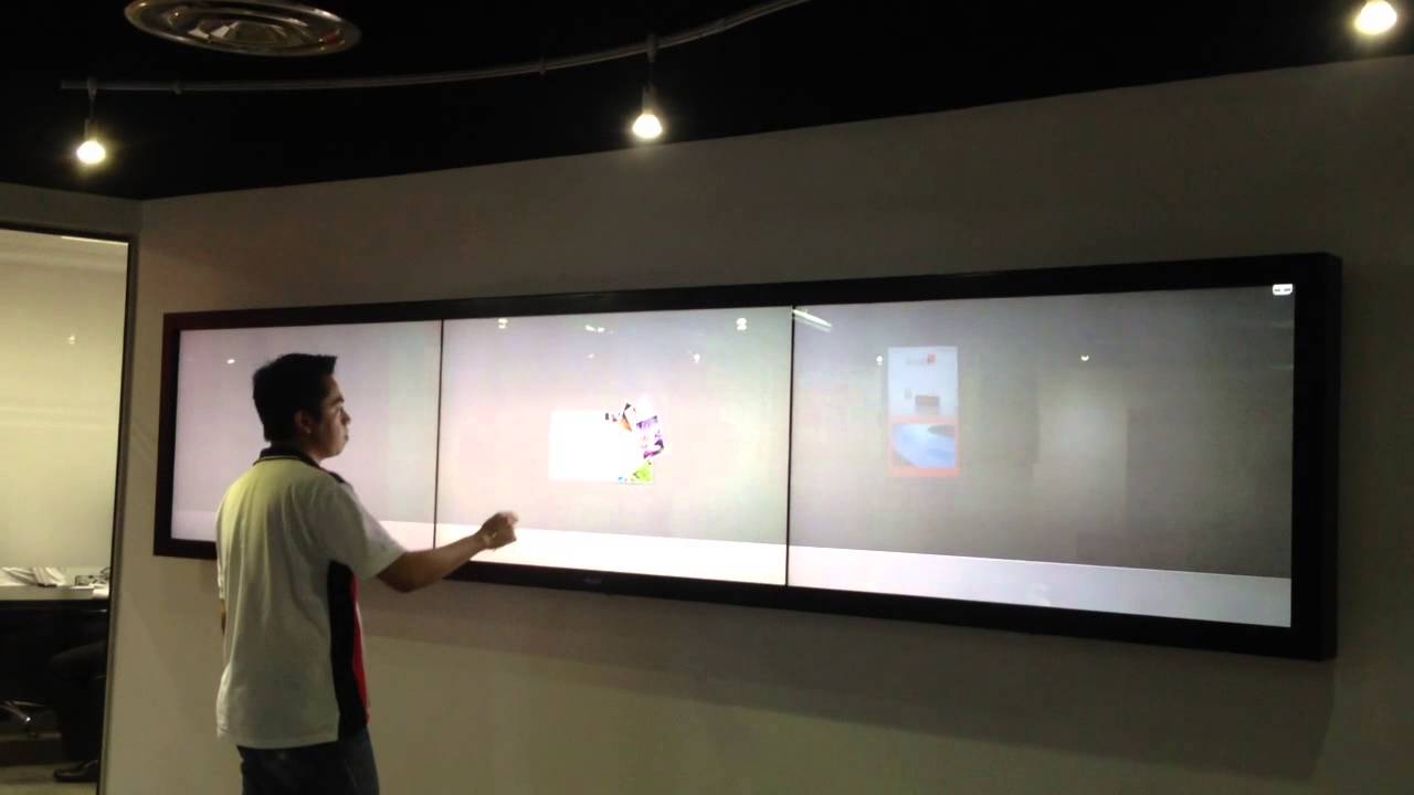 1 x 3 Video wall with Multi touch overlay - YouTube