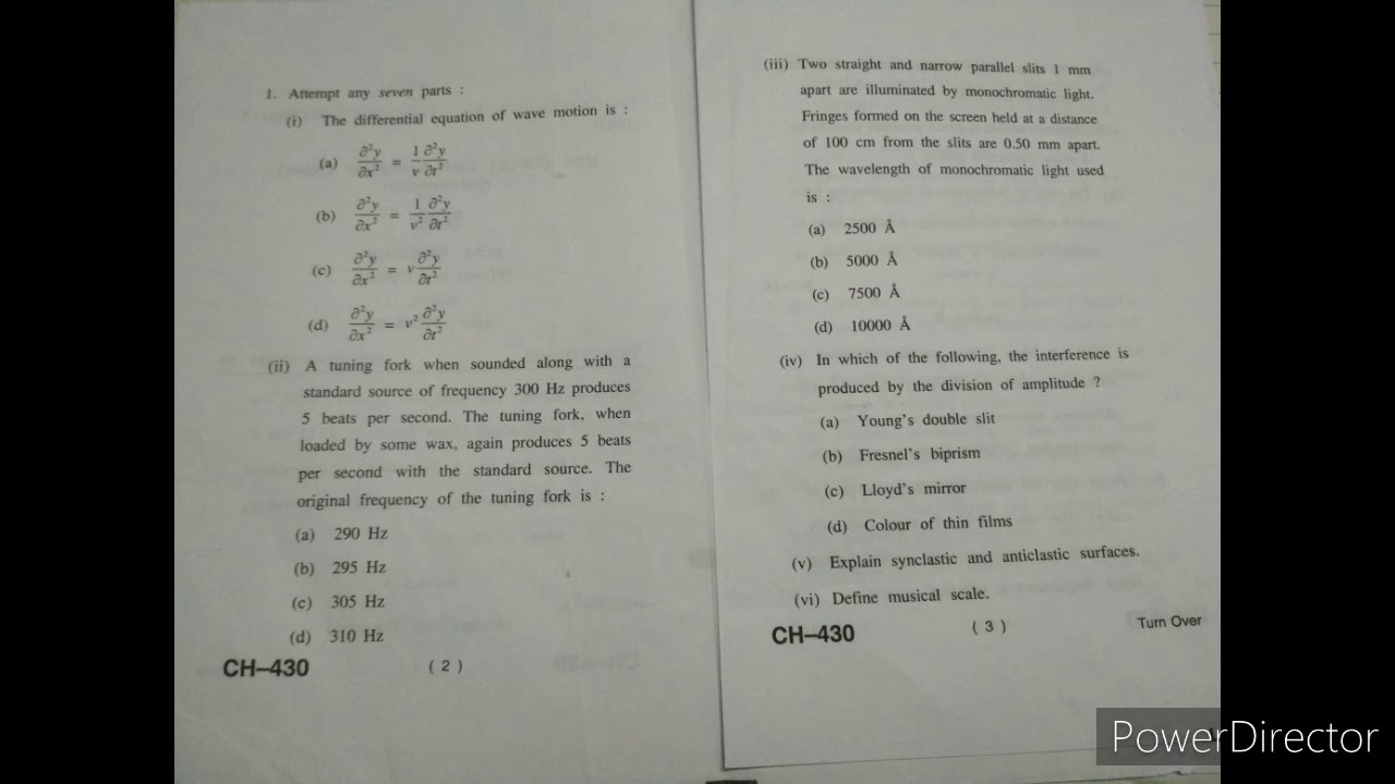 QUESTION PAPER OF WAVE AND OPTICS (Physics)....... Bsc 4th sem (HPU) 😇 ...