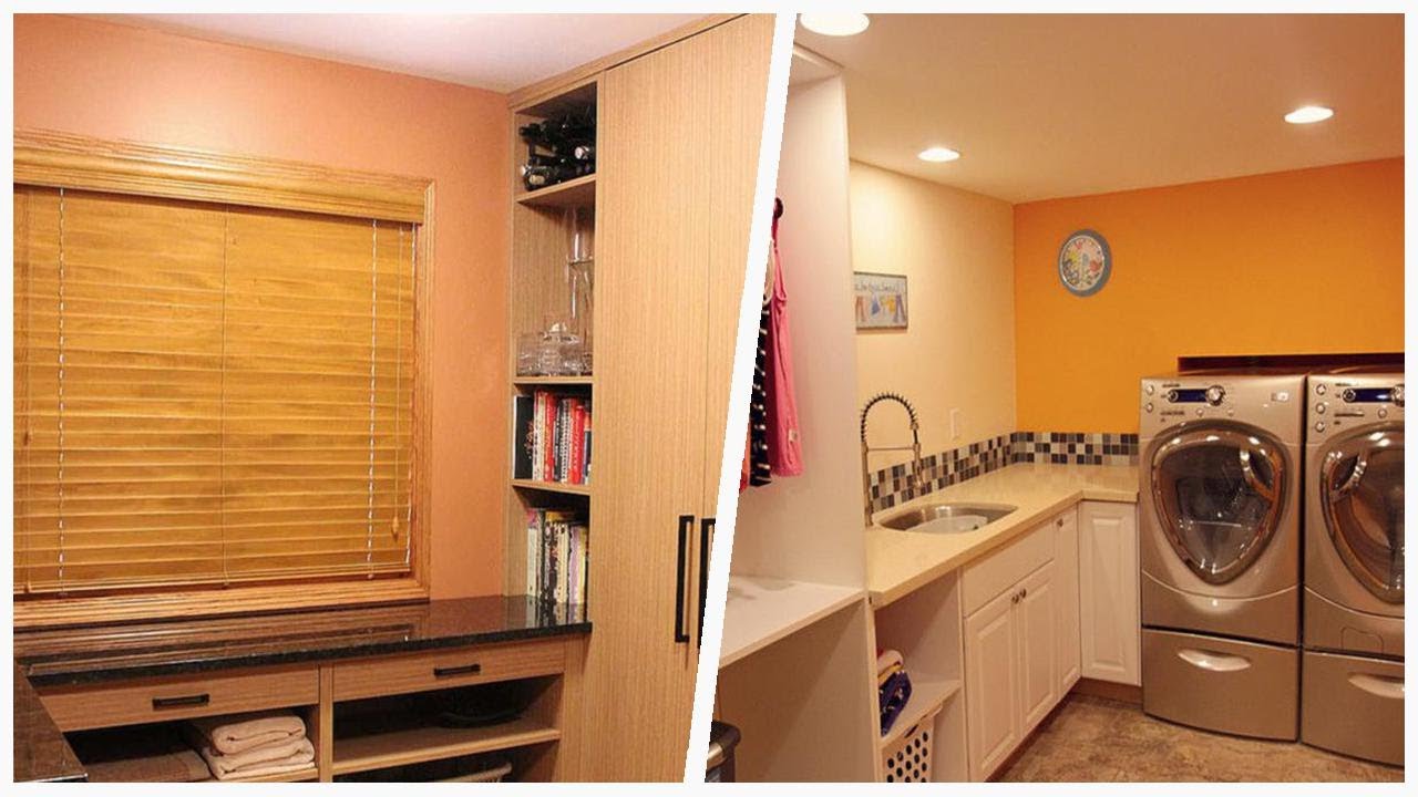 75 Mid-sized Laundry Room With Orange Walls Design Ideas You'll Love ...