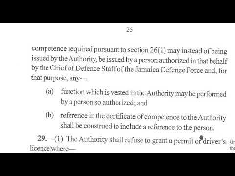 The Road Traffic Act Section 28 29 Drivers for the JDF and Refusal to ...