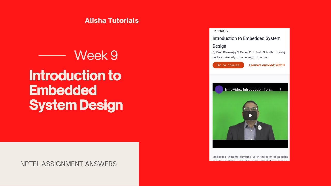 Introduction To Embedded System Design Nptel Week 9 Assignment Answers Solutions Nptel2021