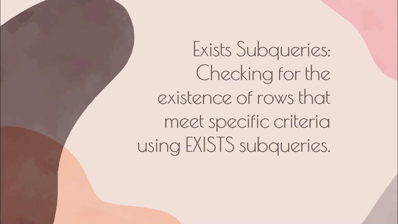 Exist Subqueries in SQL - YouTube