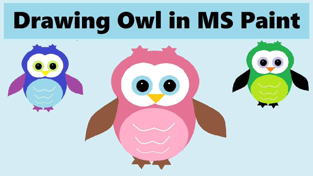 How to draw Cute Owls in MS Paint | Easy Tutorial | MS Paint - YouTube