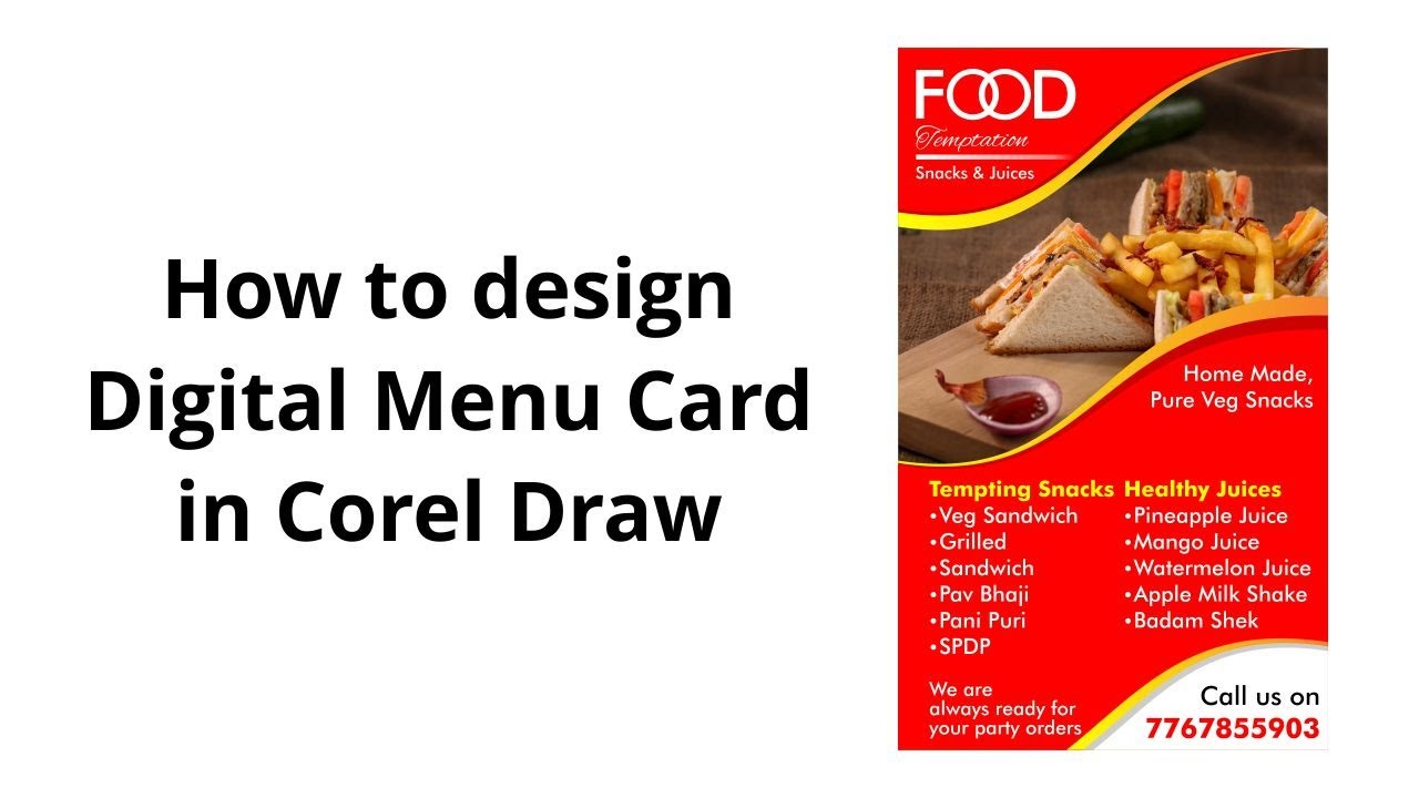 How to Design Digital Menu Card in Corel Draw - YouTube