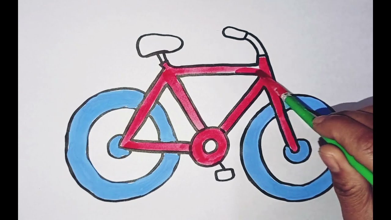 How to draw cute and easy Bike | Easy drawing, Painting and Coloring ...