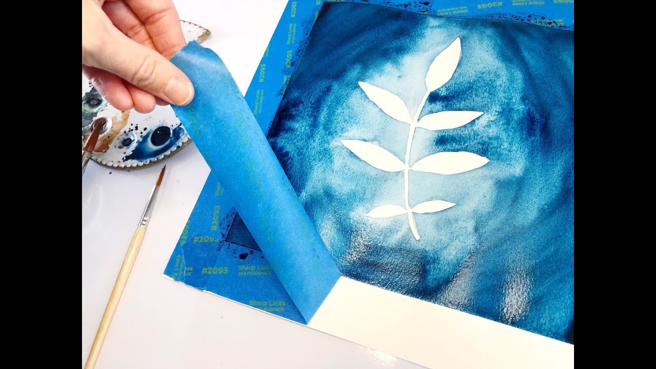 Cyanotype Inspired Watercolor Tutorial - YouTube