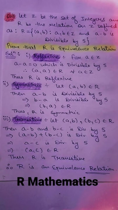 #Class-12th //Chapter -1//Relations and Functions//Example of Equivalence Relation.#education # ...