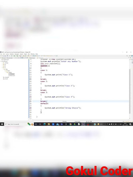 Switch Case Example with Break Keyword #gokulcoder #javaprogramming #shorts - YouTube