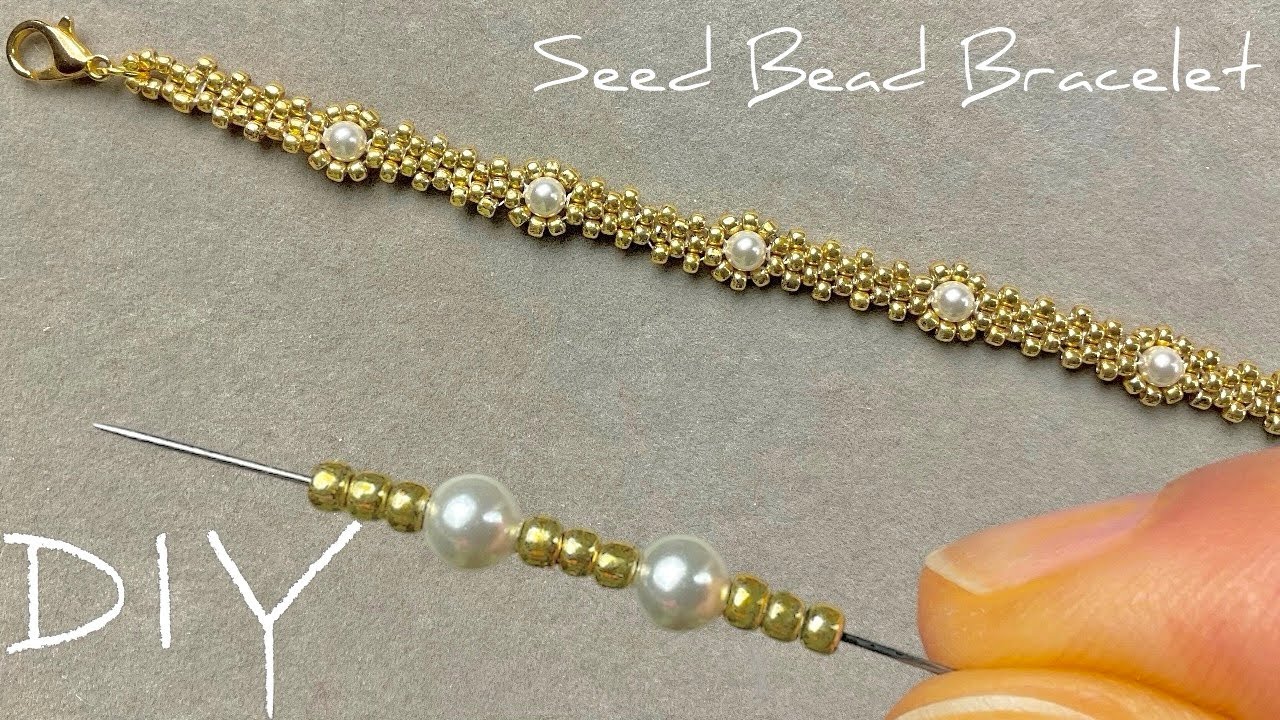 White Pearl Beads Bracelet Making Tutorial: Seed Bead Bracelet | Pearl ...