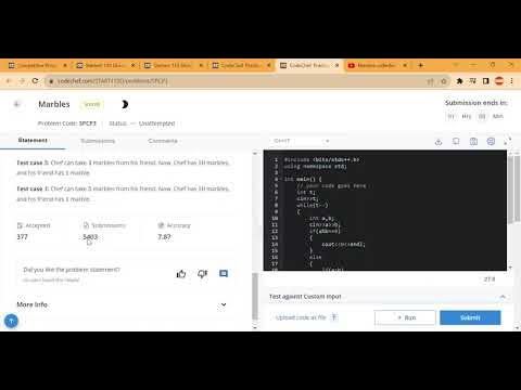Marbles CodeChef Starters 110 Solution - YouTube