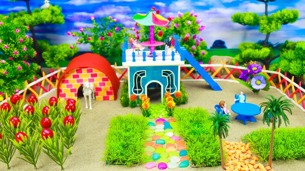 DIY Farm Diorama with house for dogs,mini house with stairs ...