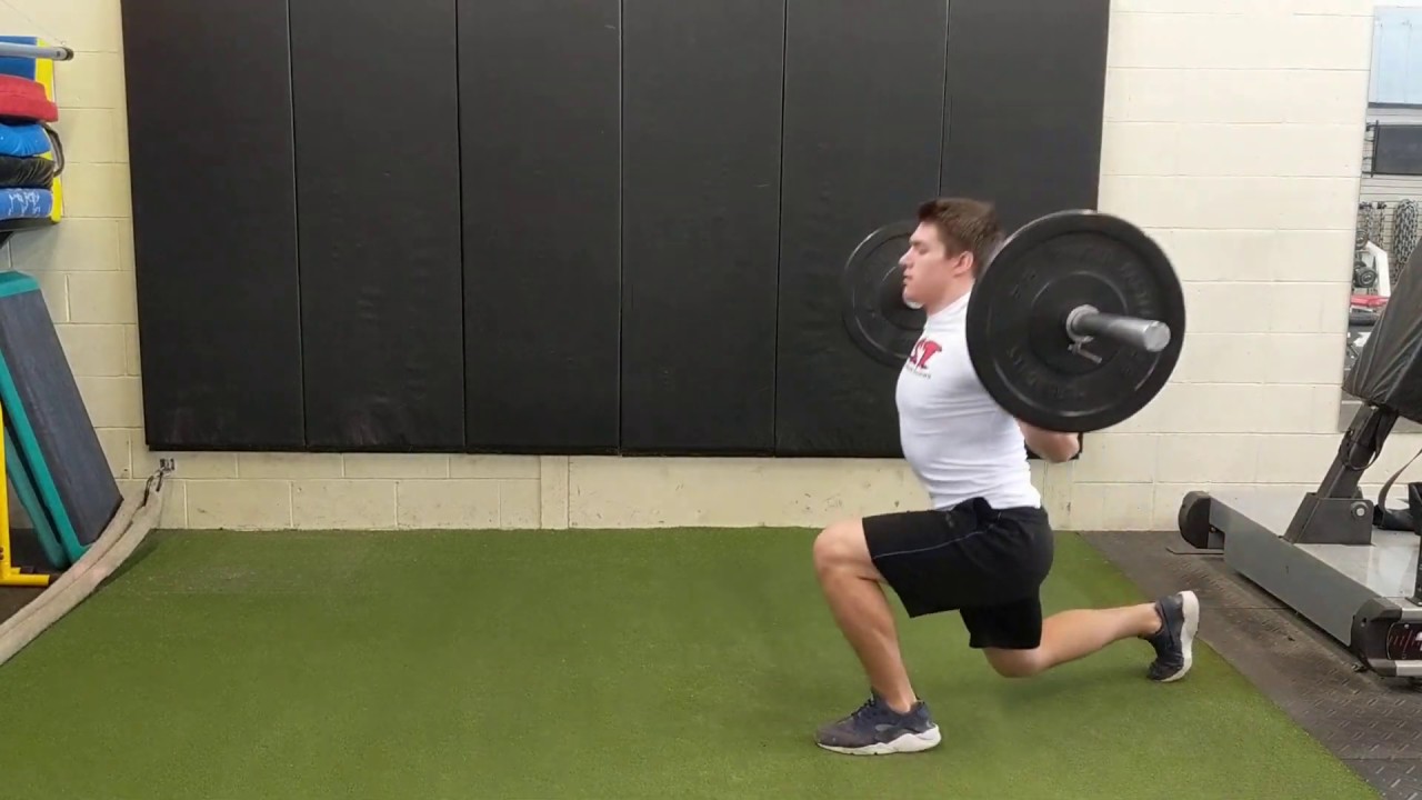 Alternating Marching Barbell Walking Lunge Back Rack Side - YouTube