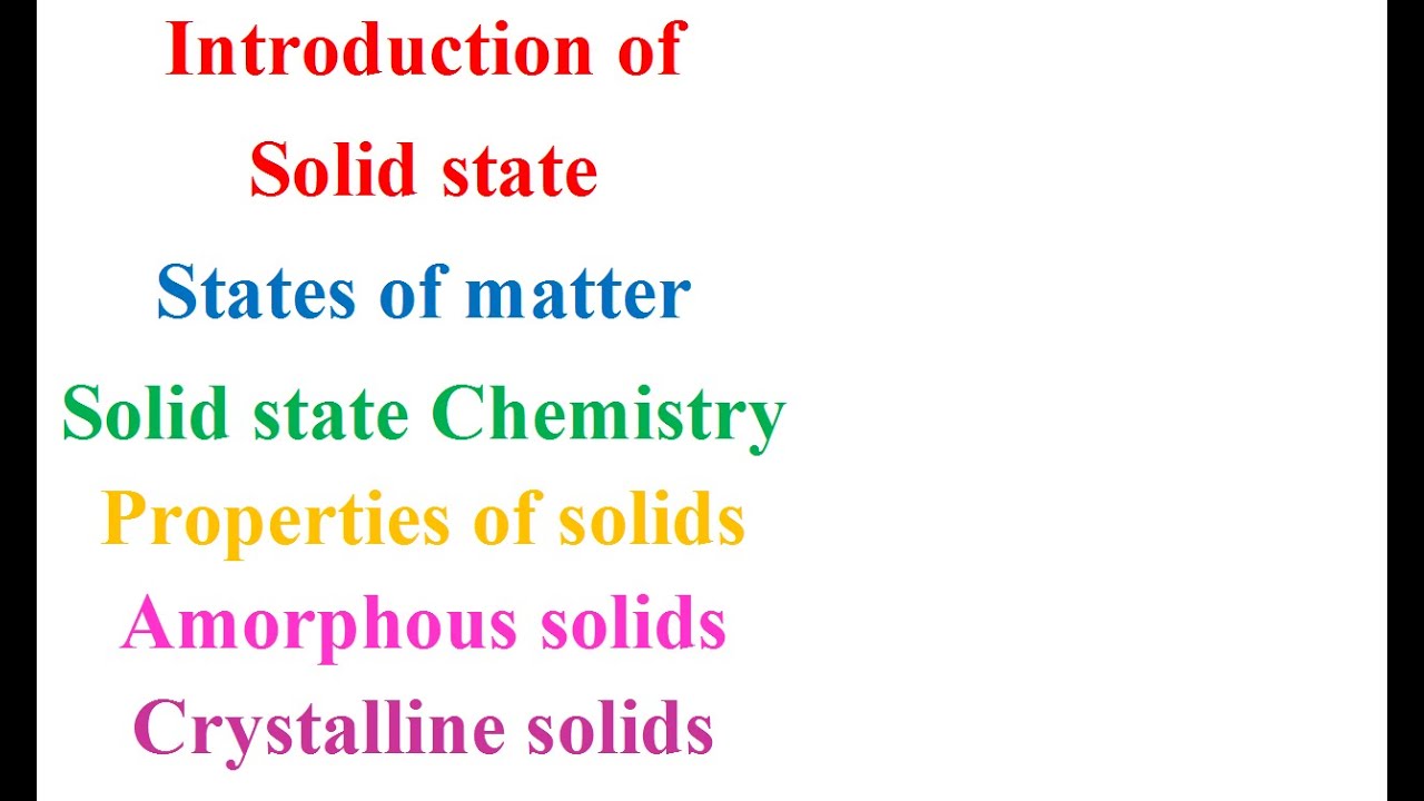Introduction of solid state - YouTube