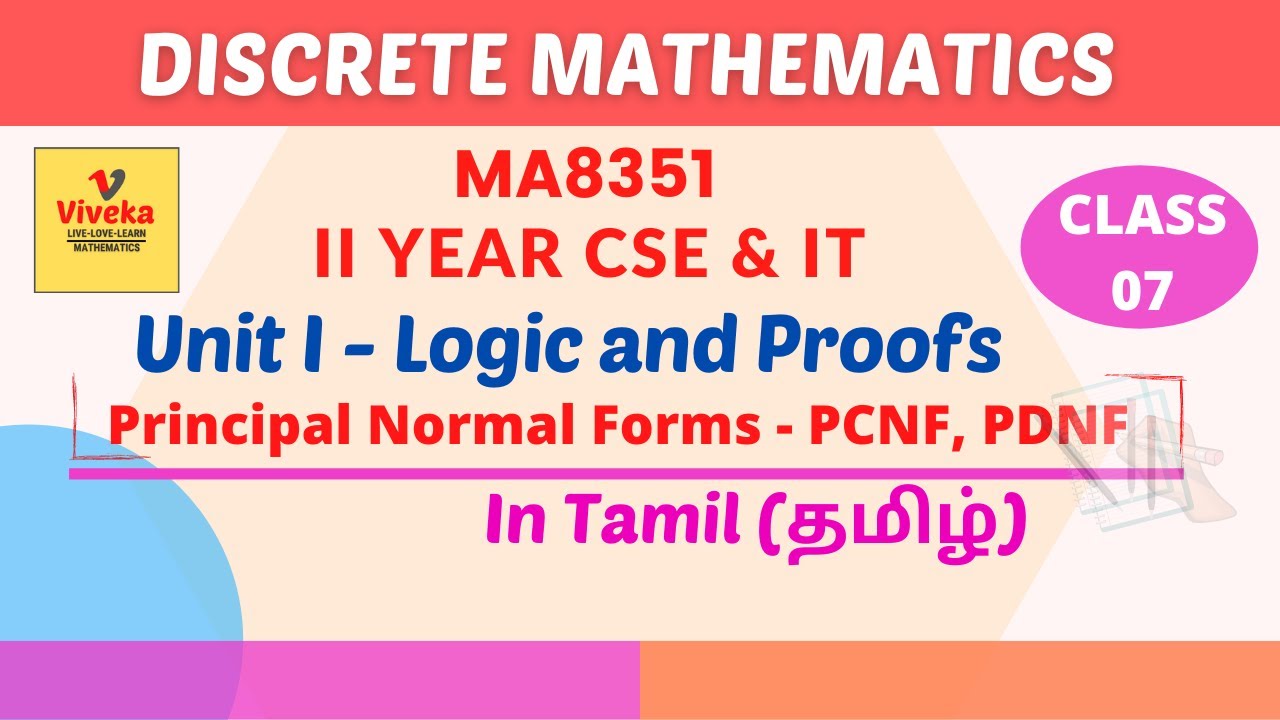Discrete Mathematics | MA8351 | Unit I | Principal Normal Forms - PCNF ...