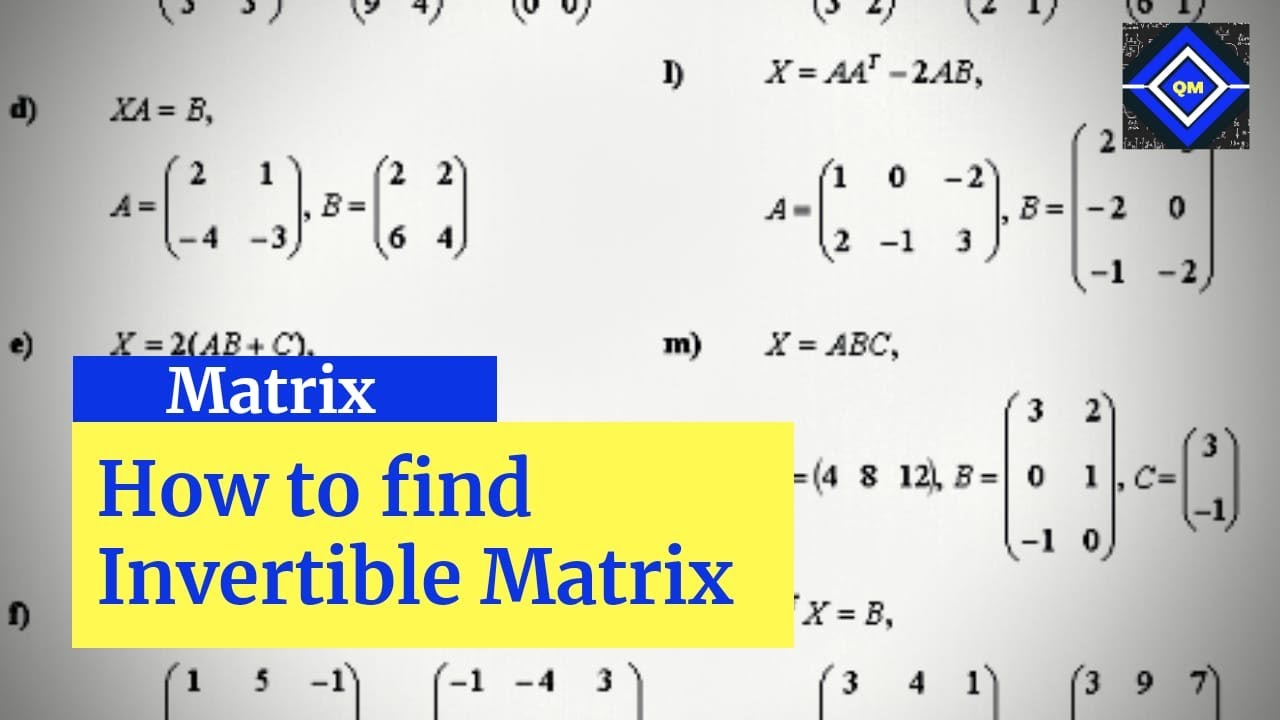 Invertible Matrix Class 12 - YouTube