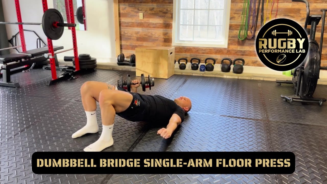 Dumbbell Bridge Single-Arm Floor Press - Exercise Library #fitness ...