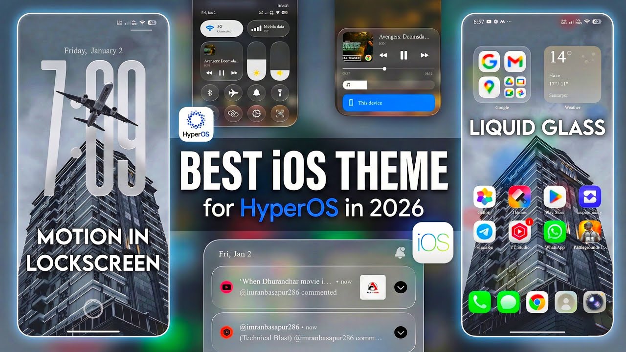 Best iOS Theme For HyperOS in 2026 🤩 | iPhone iOS 26 Liquid Glass Theme ...