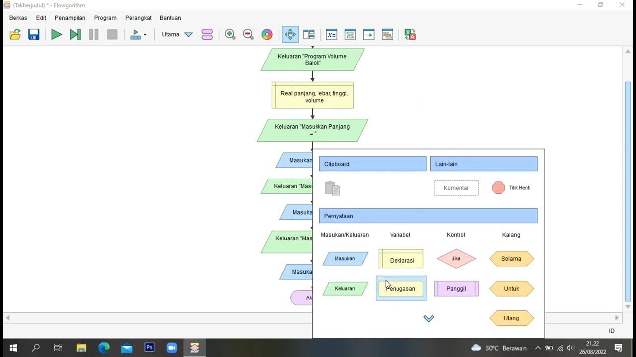 Membuat Flowchart Menggunakan Flowgorithm || Menentukan Volume Balok - YouTube