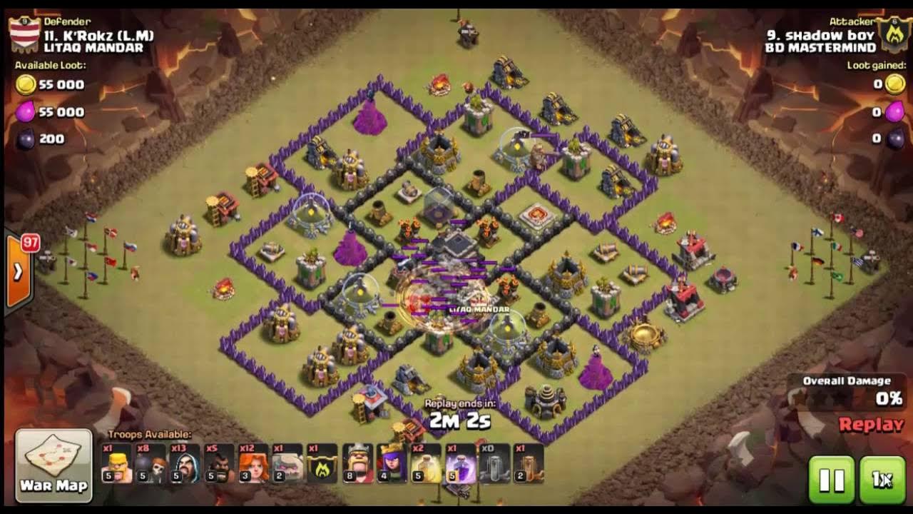Clash of Clans TH8 vs TH8 Golem, Wizard & Pekka GoWiPe Clan War 3 Star Attack - YouTube