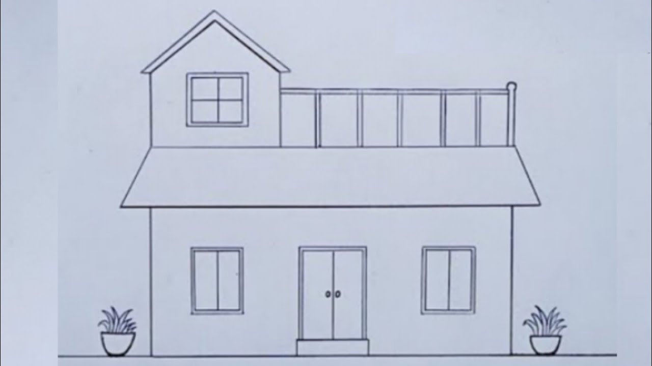 House Drawing | How to draw a house very easy | home drawing - YouTube