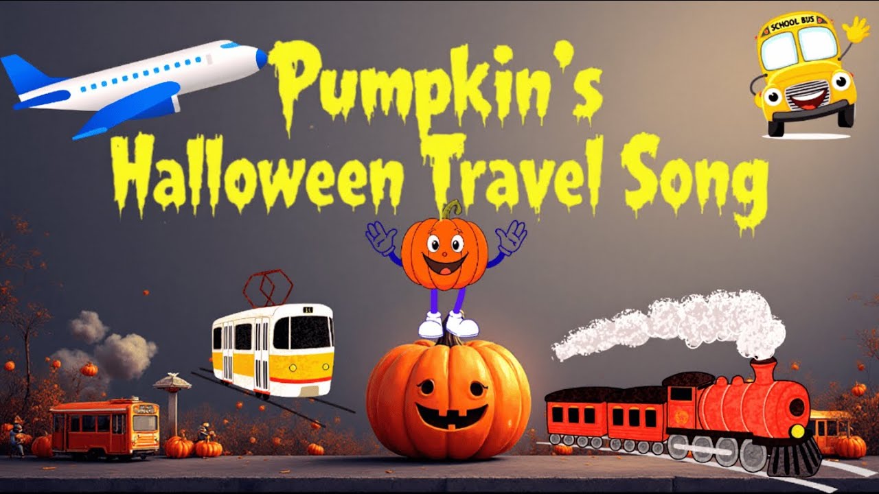 Halloween Transportation Song for Kids 🎃 | Pumpkin Train, Bus, Taxi ...