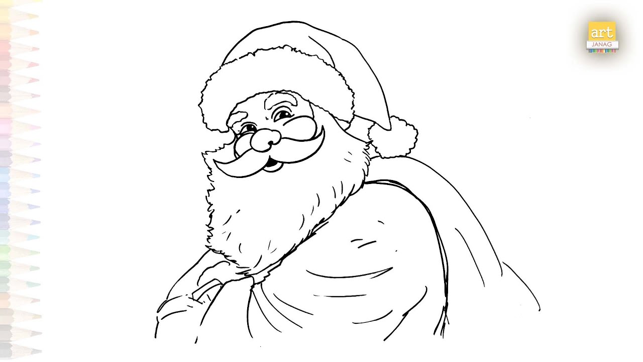 Christmas Santa Claus drawings | Outline sketches | How to draw Santa ...
