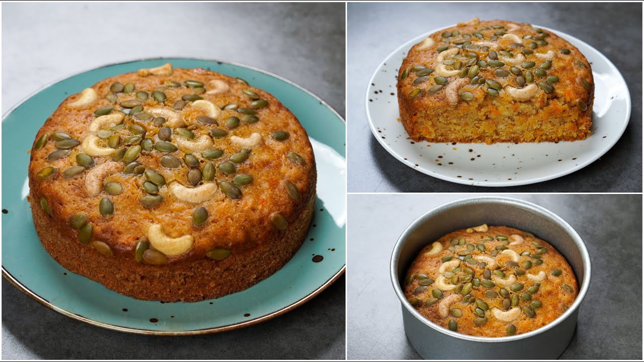 Carrot Ghee Cake Recipe | Eggless Carrot Cake | Healthy Soft Moist Cake ...