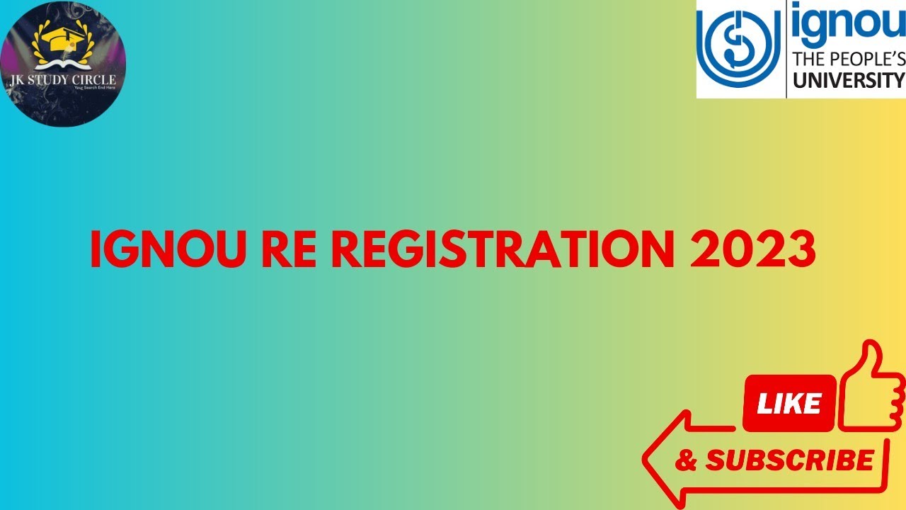 IGNOU RE-Registration 2023 Update. - YouTube